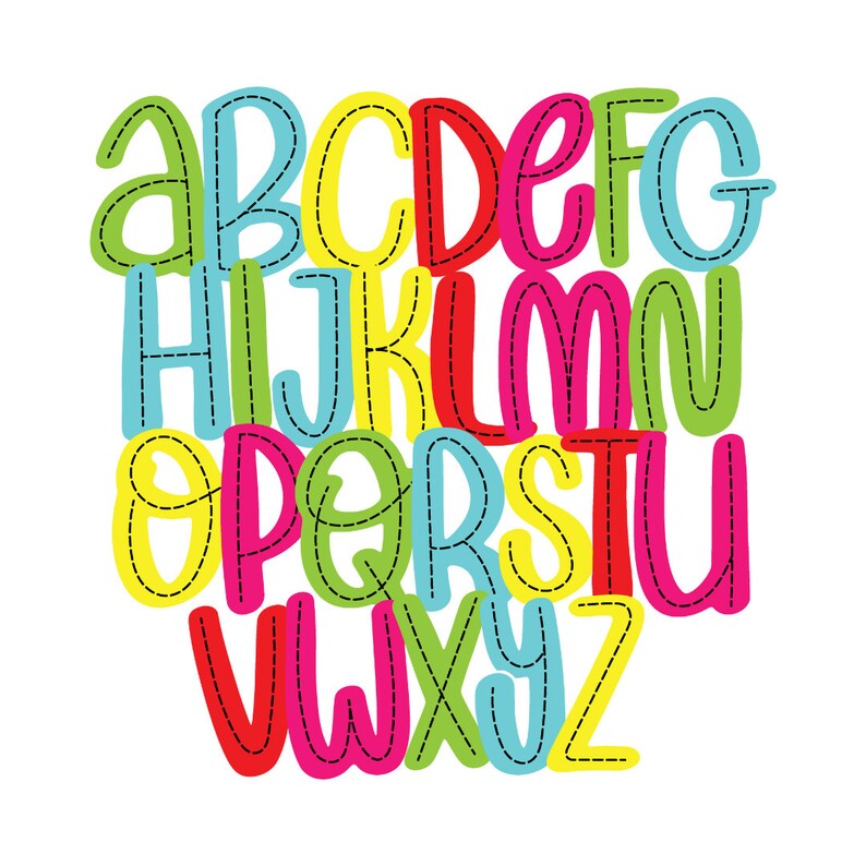 Dotted Line Letters PNG Bundle, 5 Alpha Set, Handwritten Font PNG ...