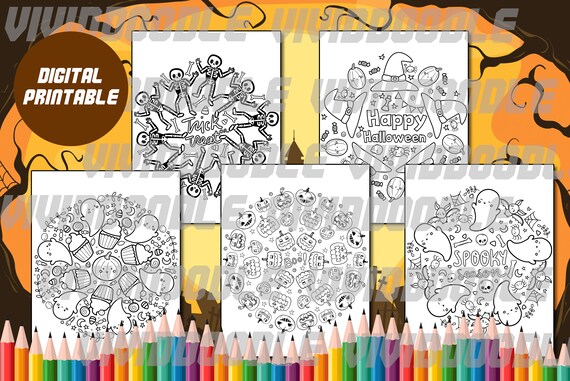 Mandala Halloween coloring pages for adults and Kids printable | Etsy
