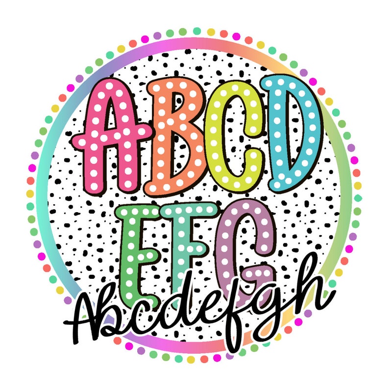 Dot Dalmatian Alphabet With Cute Circle Background Png, Custom ...