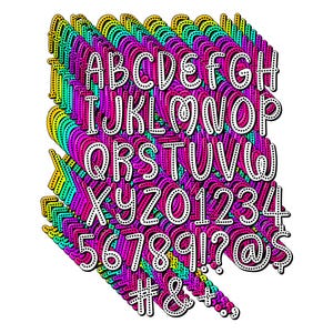 Bright Colorful Back to School Letters Bundle Png, Black Dot Alphabet ...