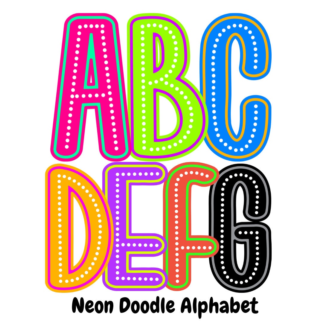 Bright Neon Classroom Bundle Png, Teacher Bundle, Classroom Alphabet ...