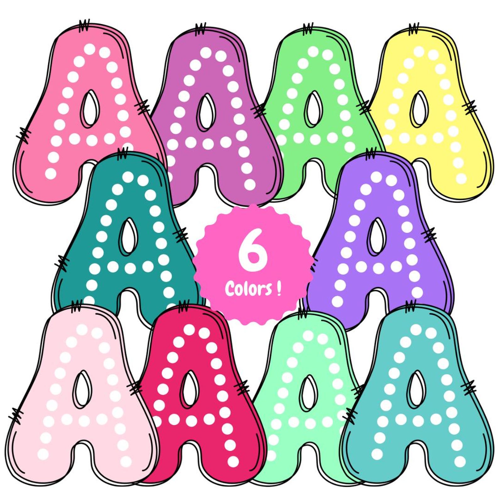 Dot Dalmatian Spring Alphabet Clipart PNG | Easter Doodle Letter and ...