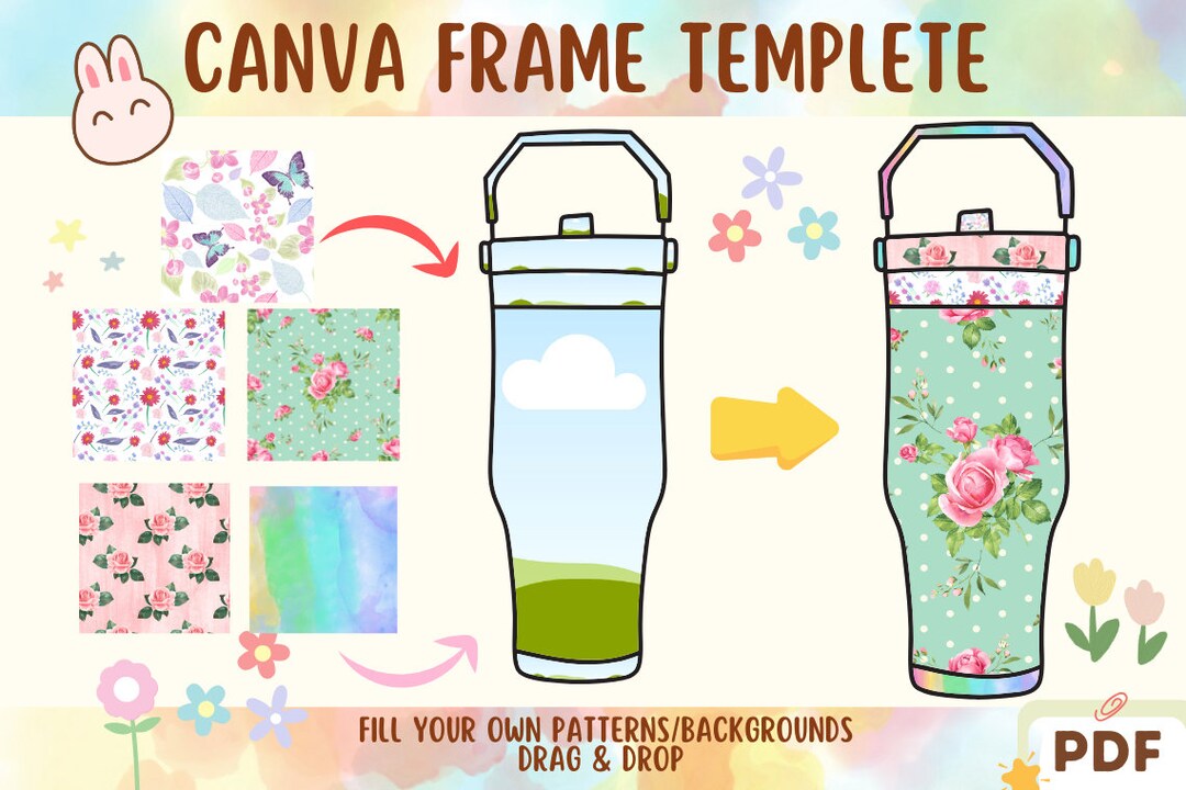 Editable Canva Frame ,fill Your 40oz Cup Tumbler Editable CANVA ...