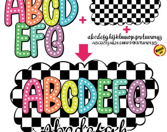 Dot Dalmatian Alphabet With Cute Circle Background Png, Custom ...