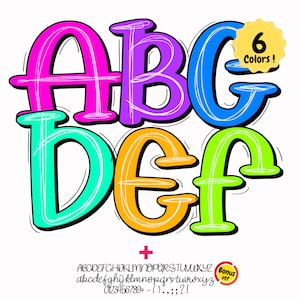 Bright Scribble Doodle Alphabet PNG Uppercase and Number Alpha Pack ...