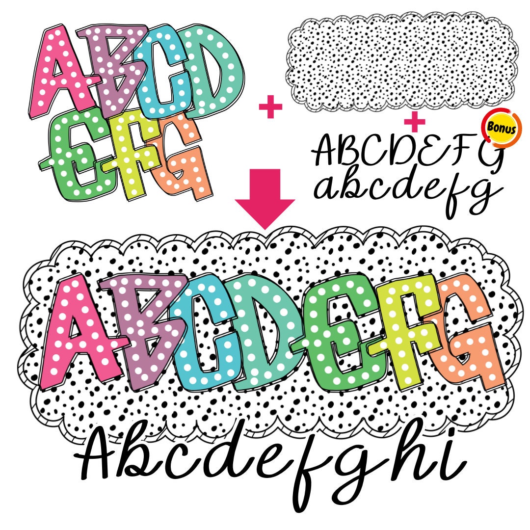 Dot Dalmatian Alphabet and Background Png, Custom Dalmatian Dot ...
