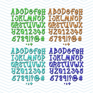 Bright Neon Scribble Alphabet With Colorful Checkered Background ...