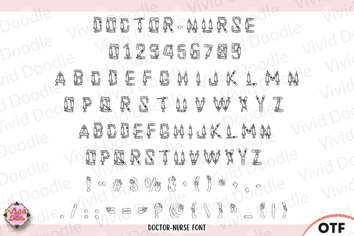 Doctor Nurse Font Procreate, Cute Fonts for Cricut, Font Bundle for ...