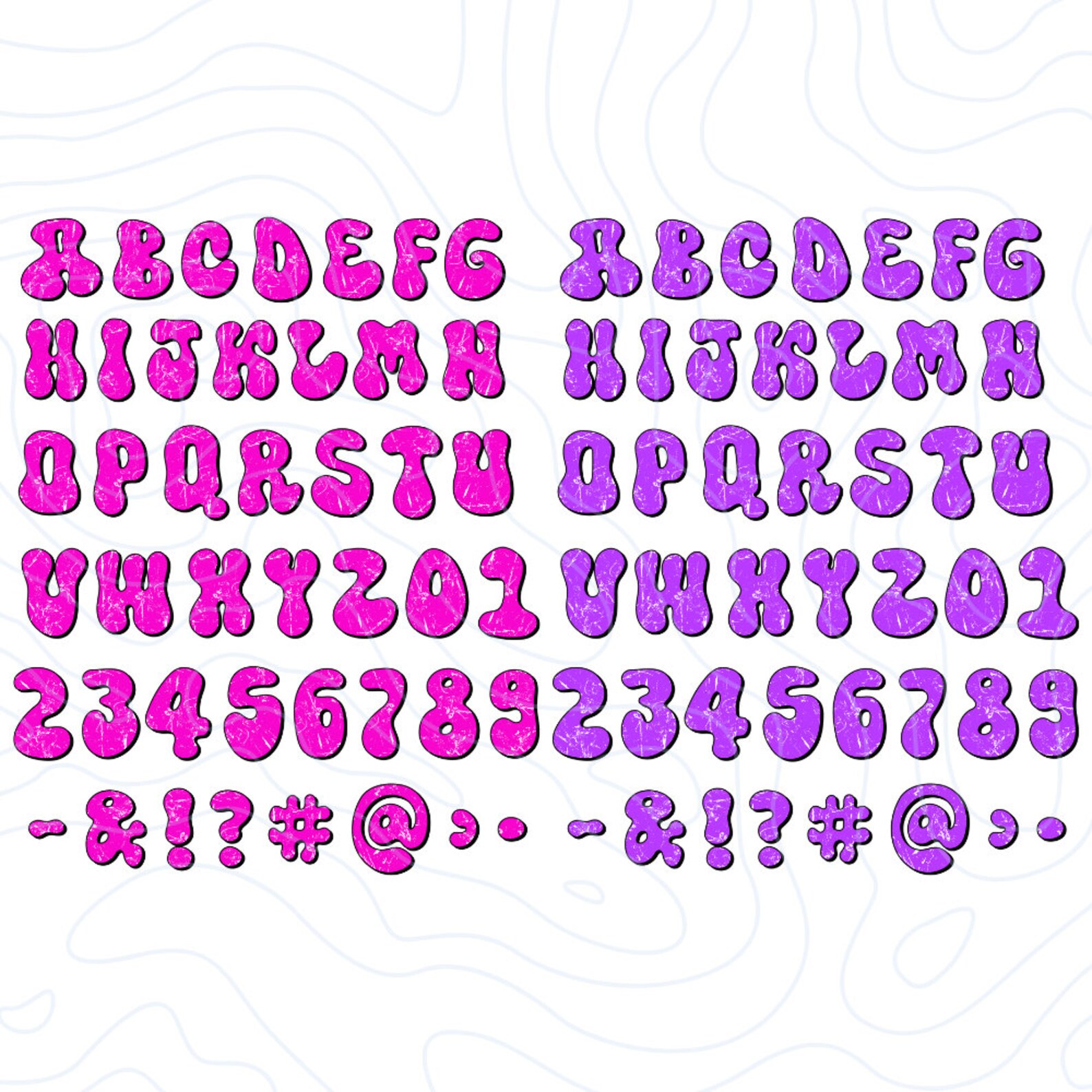 Colorful Alphabet Doodle Grunge Groovy PNG, School Color Palette ...