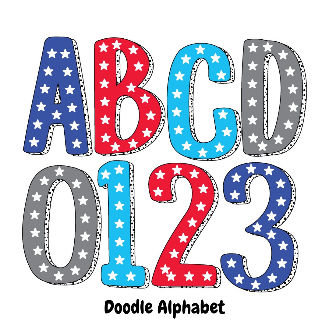 Fourth of July Font Bundle, Patriotic Alphabet Png, Usa Png Kids ...