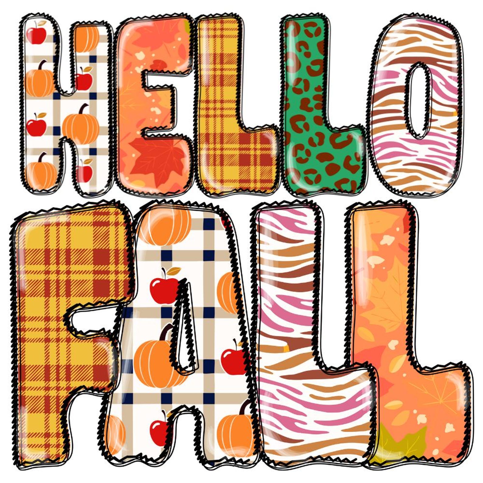 Boho Autumn Doodle Letter Alphabet PNG Bundle Autumn Doodle Alphabet ...