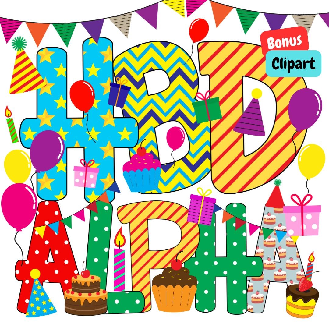 Birthday Alphabet Bundle Png, Birthday Png for Girls and Boy, Birthday ...
