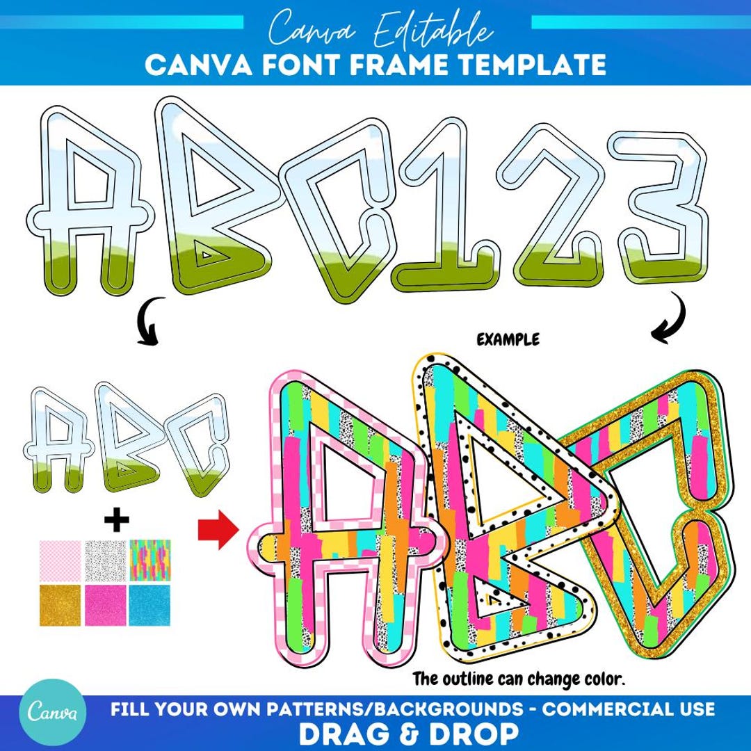 Canva Doodle Alphabet Capital Letters | Teacher Canva Template | Custom ...