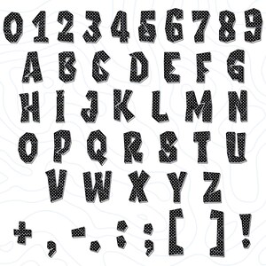 7 Block Bulletin Board Black & White Scribble Doodle Alphabet Dot ...