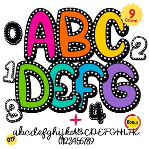 Bright Neon Dalmatian Dots Font Png , Polka Dot Alphabet, Marquee ...
