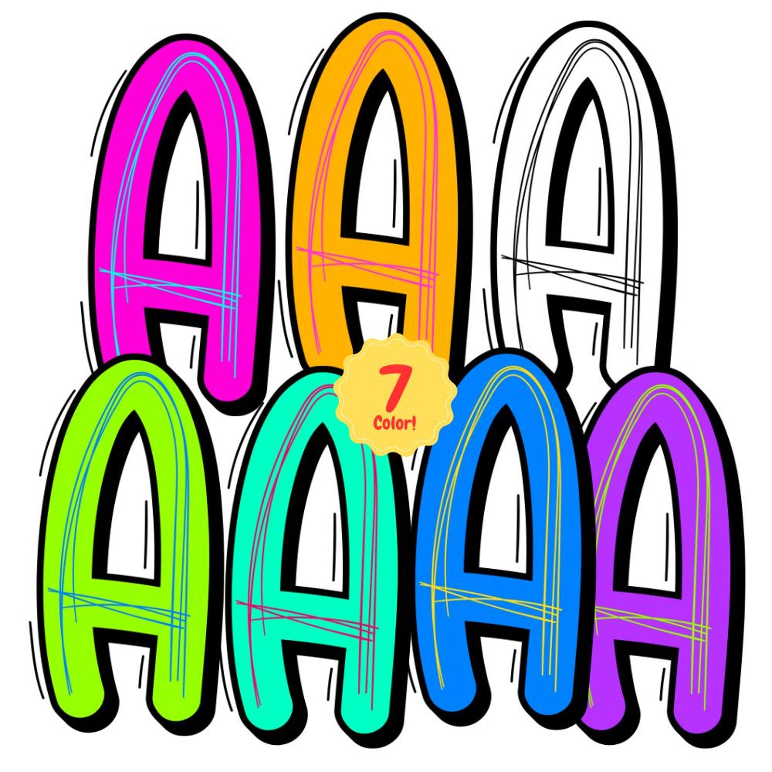 Neon Scribble Doodle Alphabet With Cool Pattern Background : Bright ...
