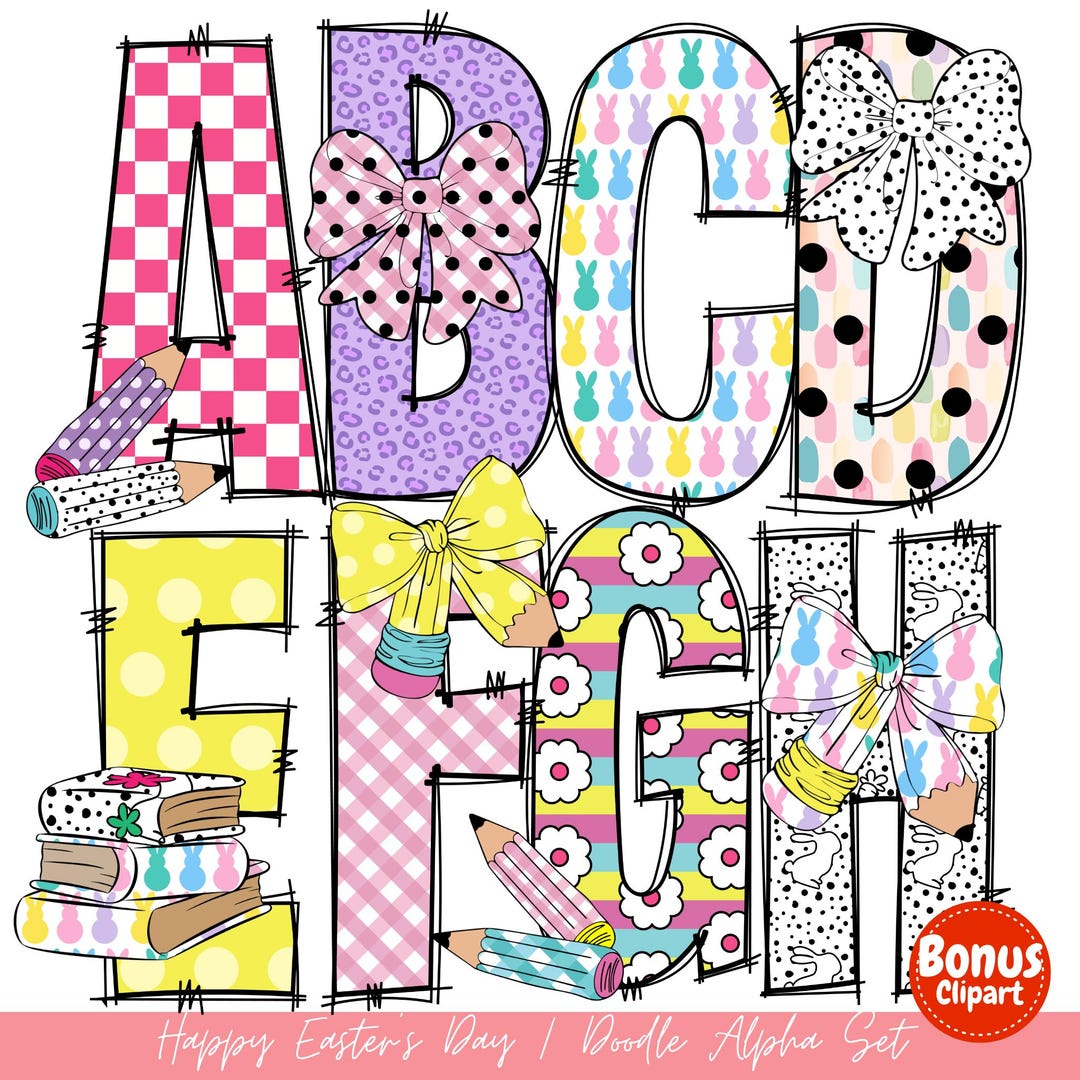 Easter Letters and Number PNG Bundle | Sublimation Alpha Set | Happy ...