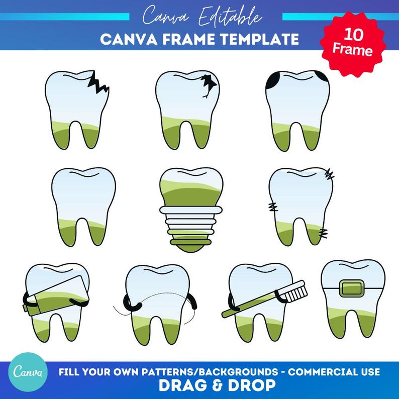 Tooth Canva Frame Template | Drag and Drop | Photo Mockup | Dentist ...