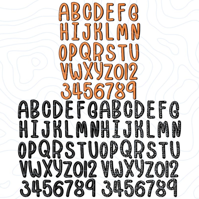 Scribble Halloween Doodle Font : Orange and Black Letters, Trick or ...