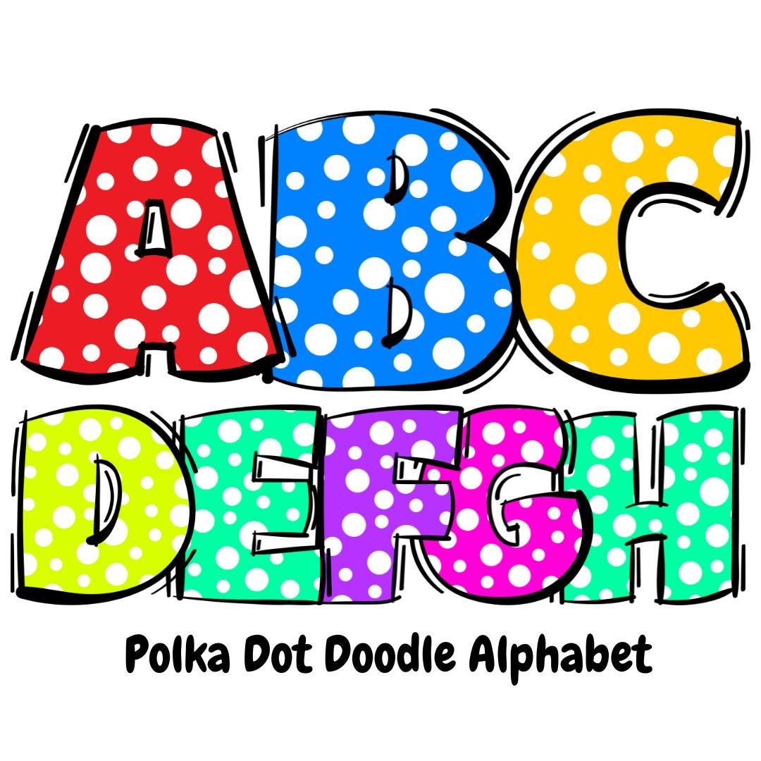 Bright Bubble Polka Dot Colorful Letters Png, Dalmatian Alphabet Bundle ...
