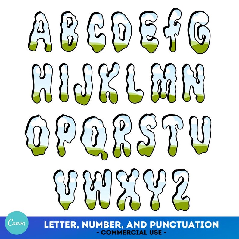 Horror Canva Doodle Letter Alphabet Frame Editable Groovy Font Template ...