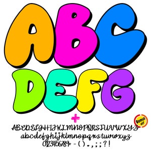 Cute Groovy Alphabet Png, Retro Letters Png, Bright Neon Color Palette ...
