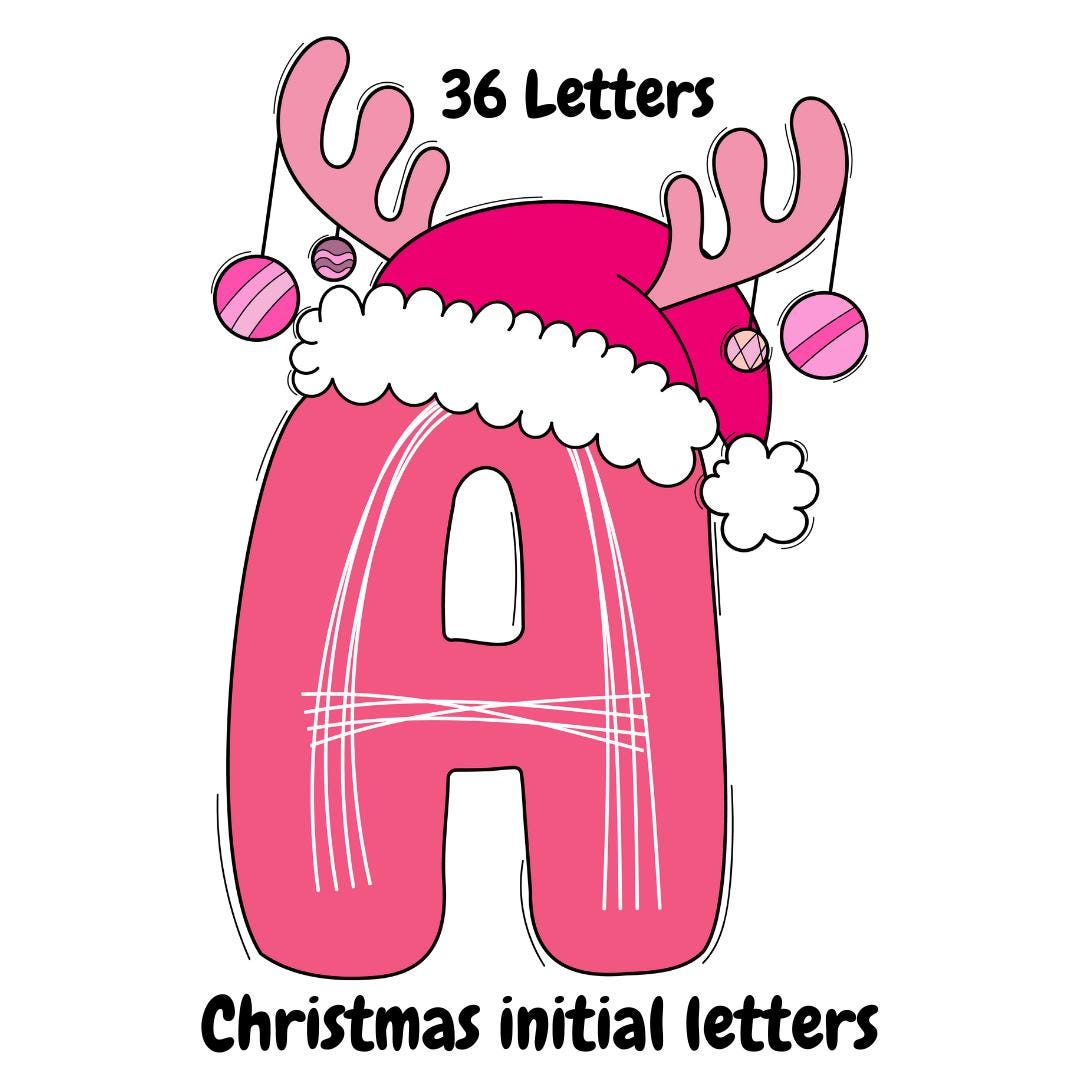 Pink Christmas Initial Alphabet Png | Christmas Letters and Number Png ...