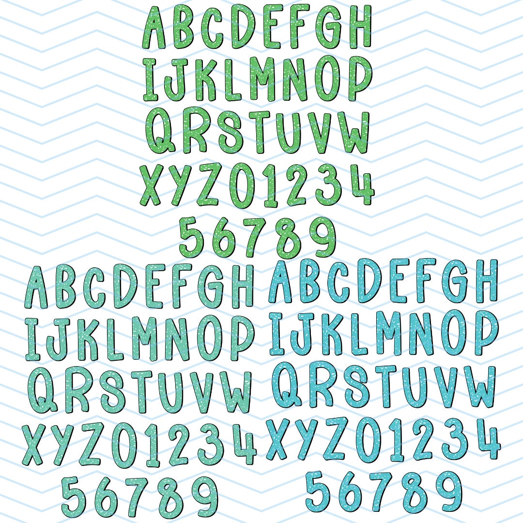 Bright Grunge Font, Groovy Alphabet PNG, School Color Palette, Doodle ...