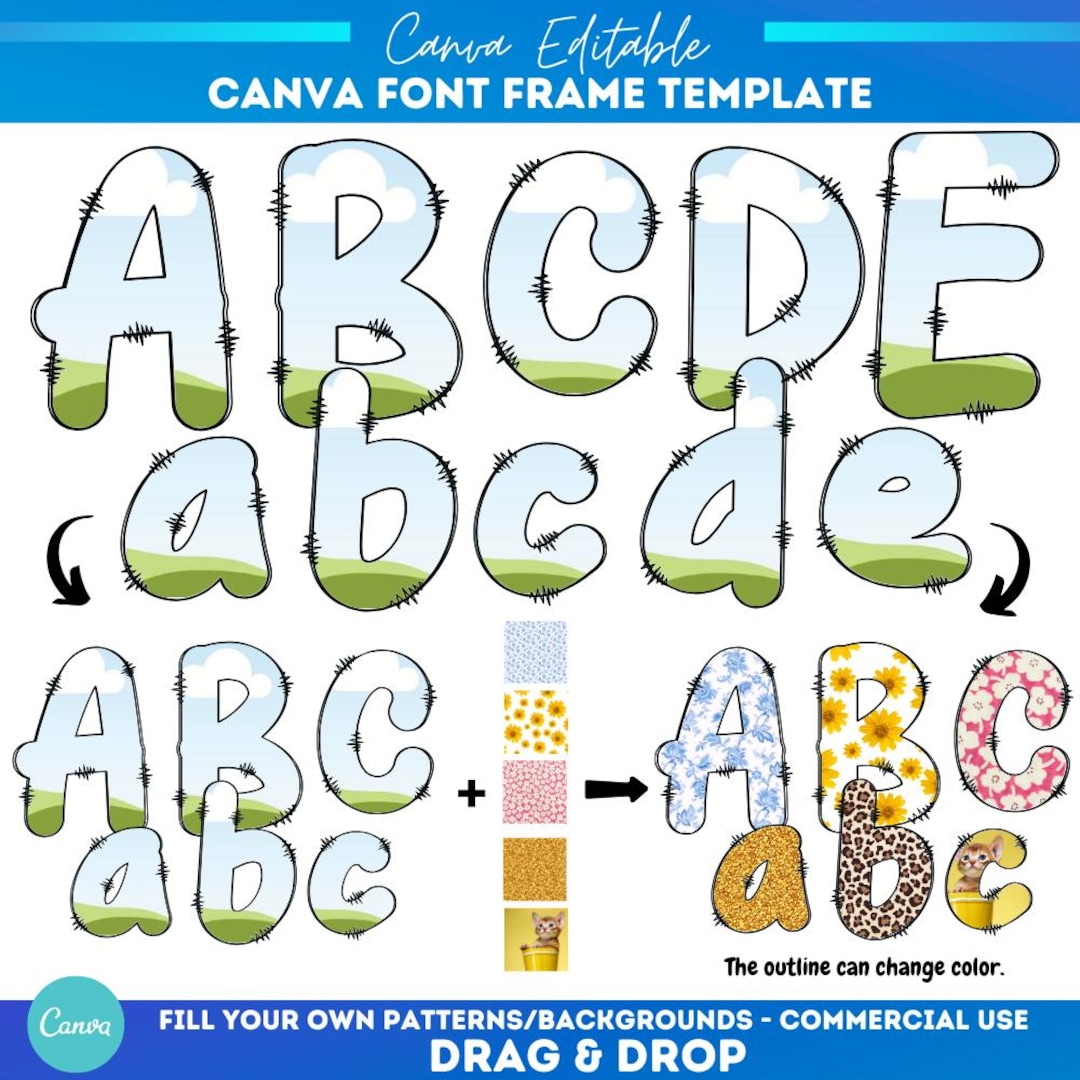Fill Your Own Doodle Letters on Canva | Alphabet Uppercase, Lowercase ...