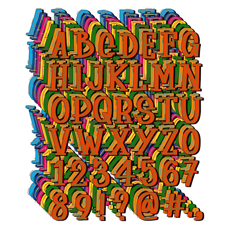 Bright Scribble Doodle Alphabet Set: Neon, Colorful, Contrast Fonts ...