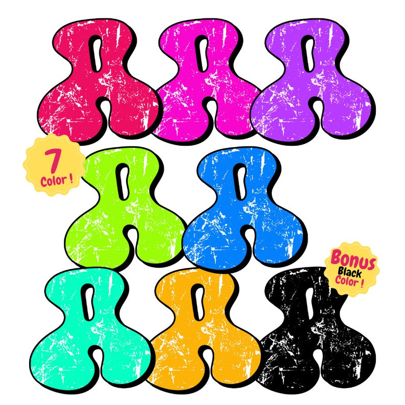 Colorful Alphabet Doodle Grunge Groovy PNG, School Color Palette ...