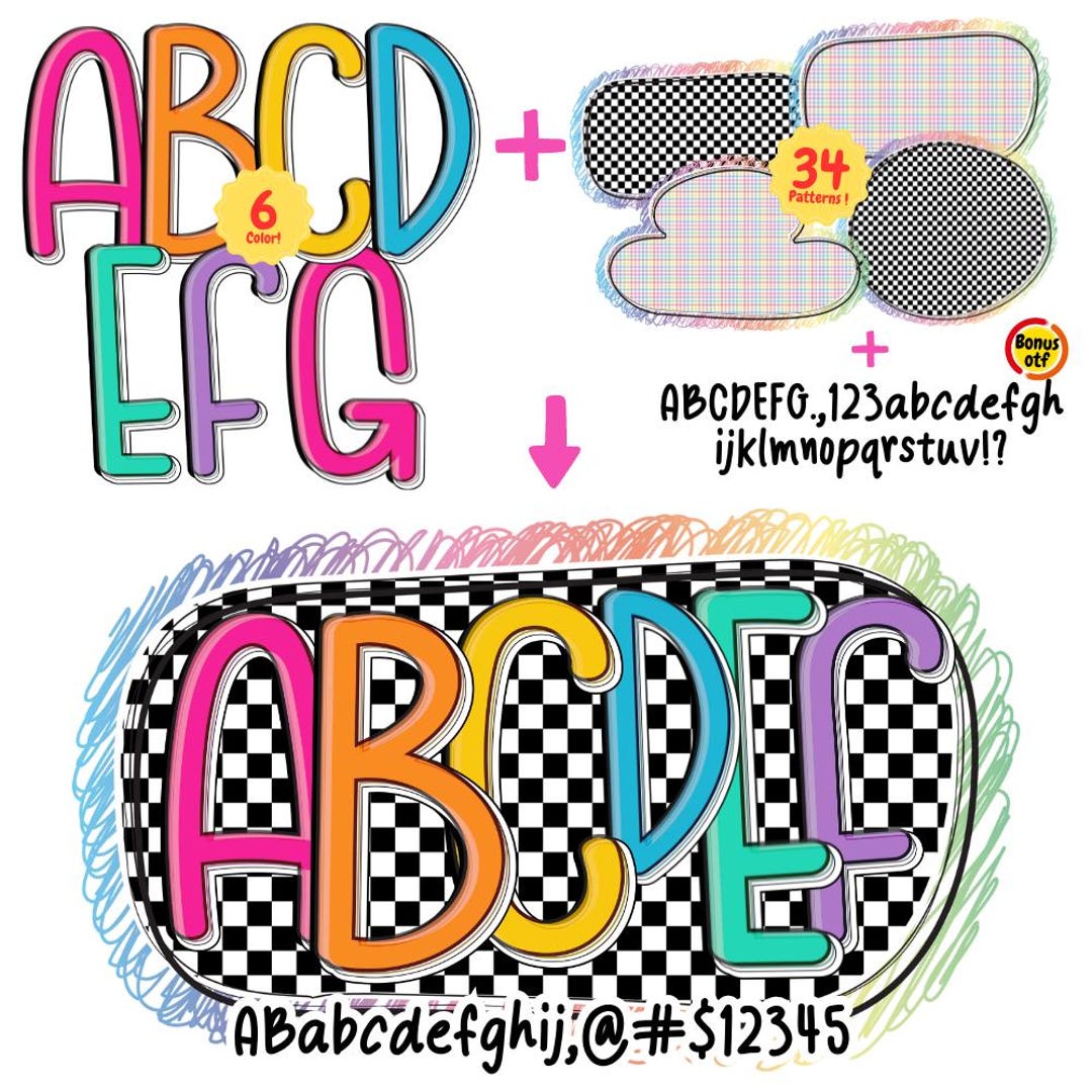 Adorable Back to School Doodle Alphabet With Colorful Background ...