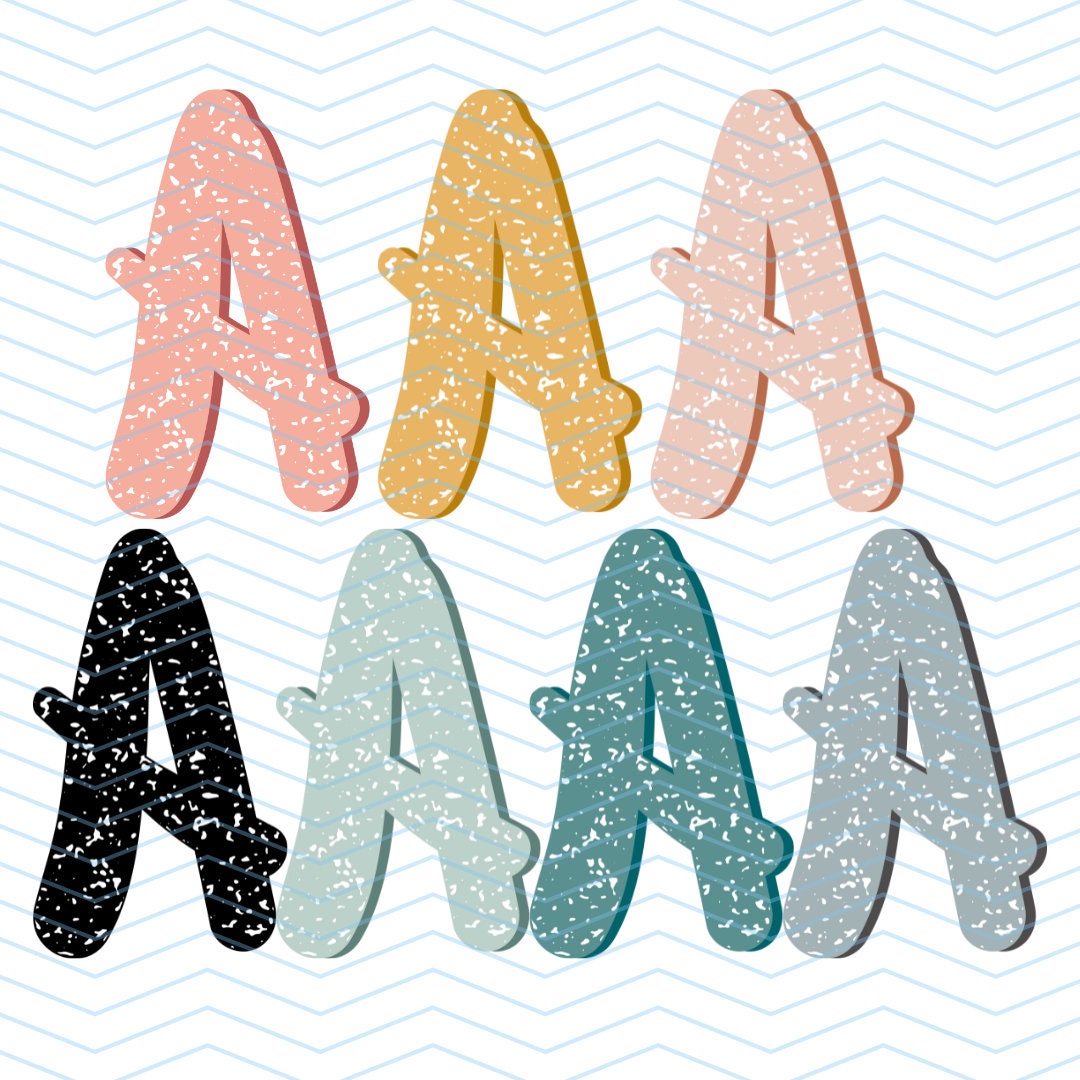 Grunge Groovy Alphabet PNG, Boho Color Palette, Doodle Alpha, Retro ...