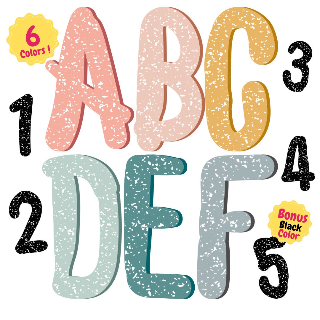Grunge Groovy Alphabet PNG, Boho Color Palette, Doodle Alpha, Retro ...