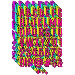 Bright Neon Dalmatian Dots Font: Polka Dot Alphabet, Marquee Letters ...