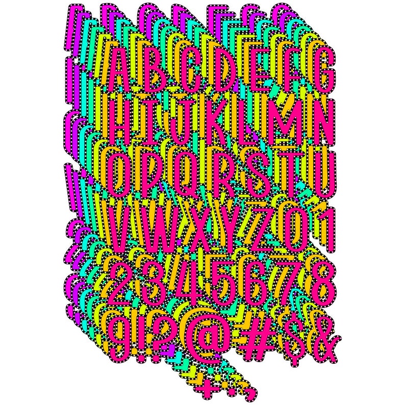 Bright Neon Dalmatian Dots Font: Polka Dot Alphabet, Marquee Letters ...