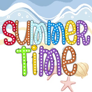 Summer Beach Alphabet PNG: Hello Summer Dalmatian Dot Kindergarten ...