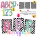 Dot Dalmatian Alphabet With Frame Checkered Background Png, Custom ...