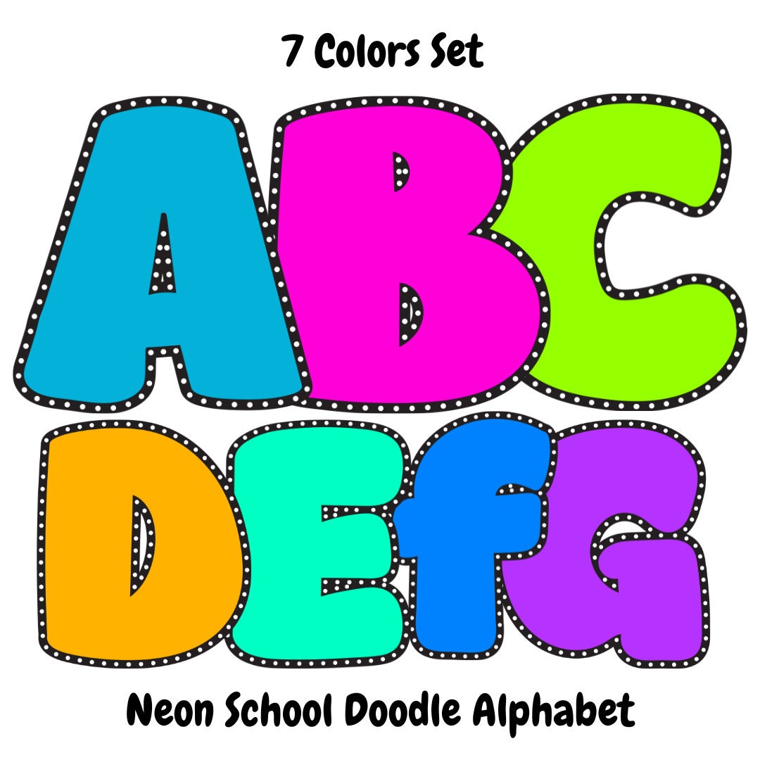 Trend Dot Alphabet PNG: Neon, Pastel, Girl Font Letters - Colorful ...