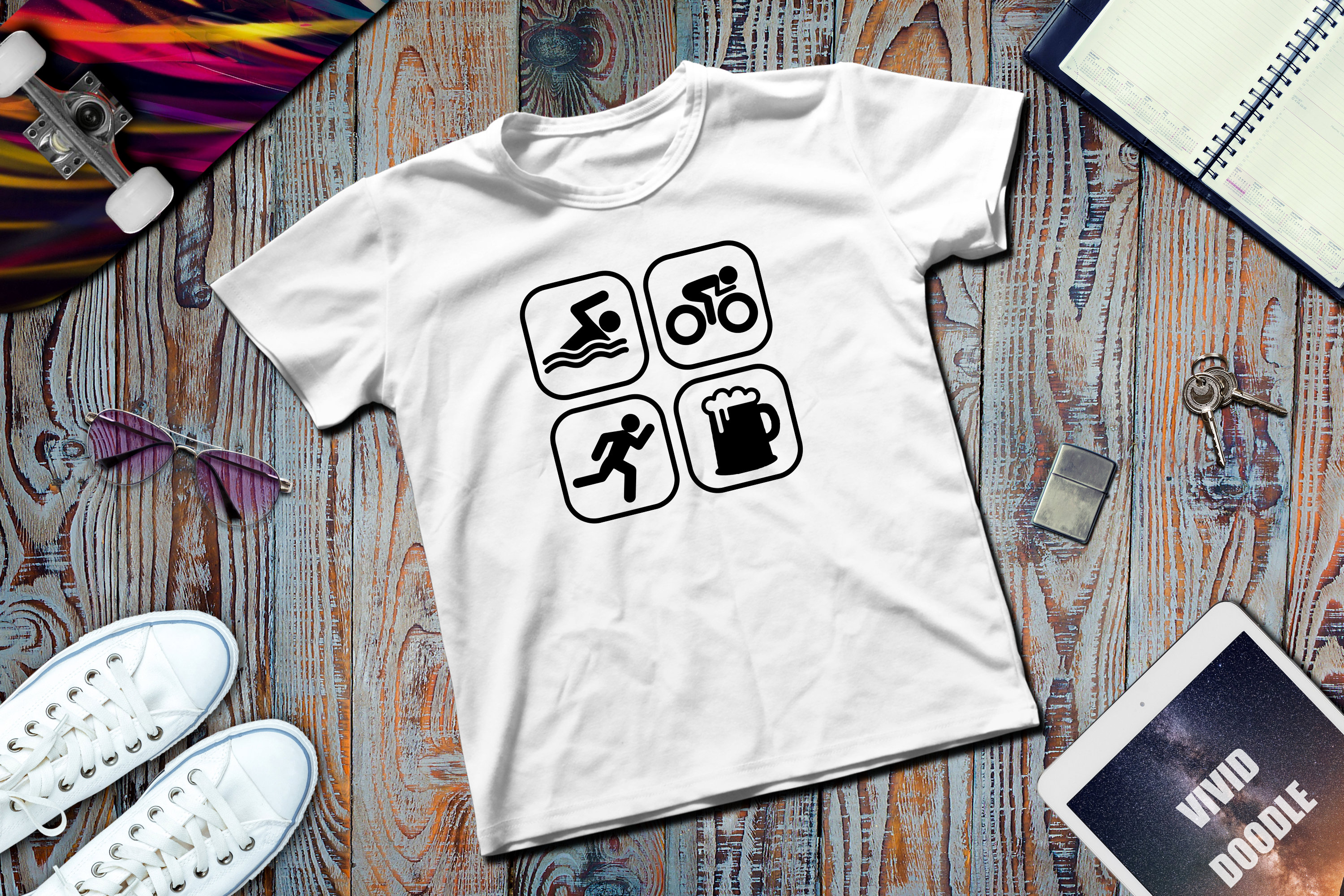 Swim Bike Run Beer Triathlon Design PNG, JPG, SVG Digital Download File ...