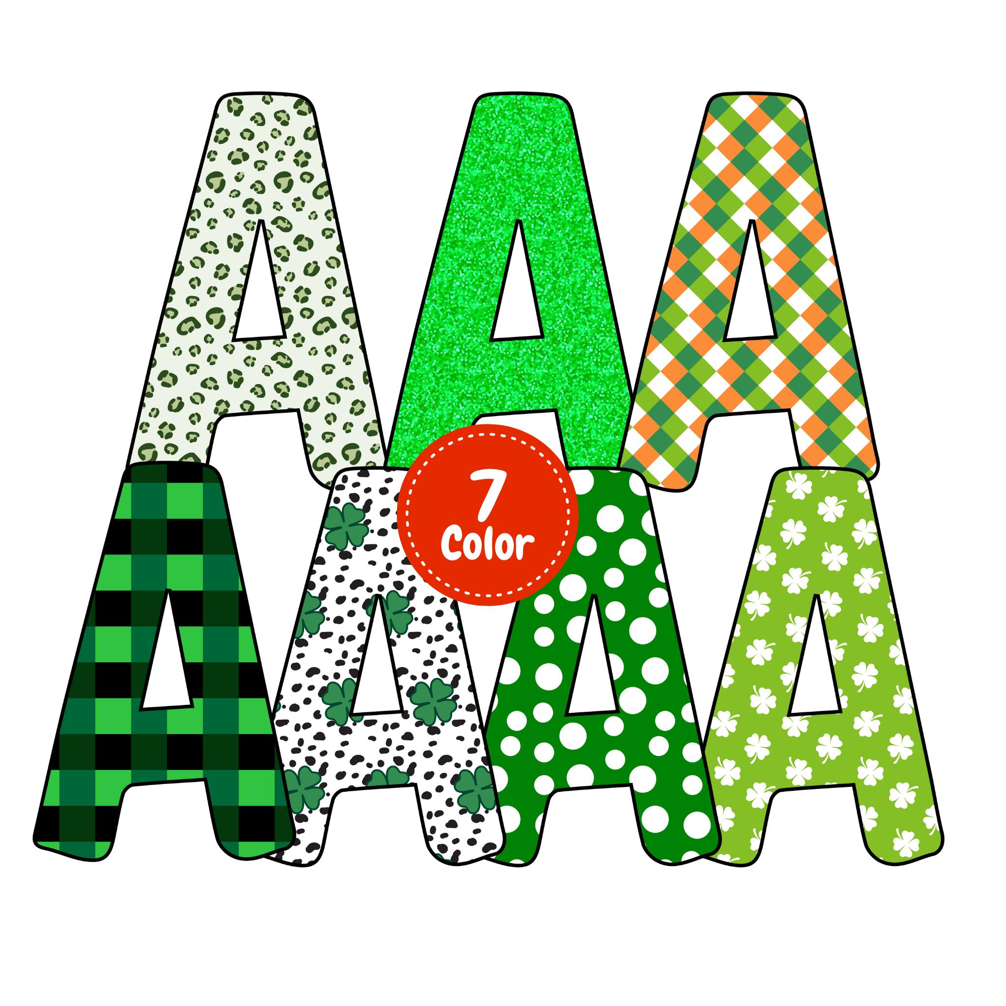 St Patrick's Day Alphabet PNG | Shamrock Alpha Set | St Patty's Doodle ...