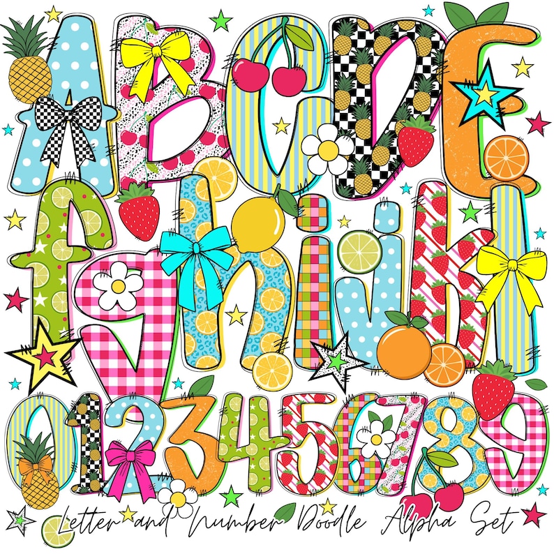 Preppy Summer Fruits Alphabet PNG | Summer Vibes Letter | Lemons ...