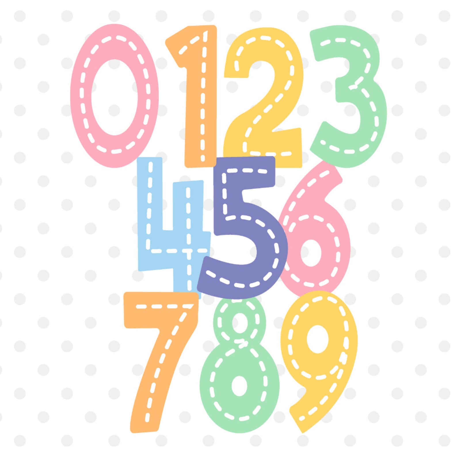 Pastel Dotted Line Letters PNG Bundle, 6 Alpha Set, Handwritten Font ...