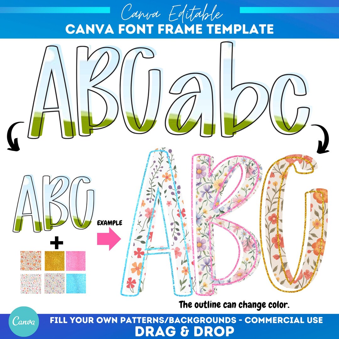 Canva School Alphabet Template | Sublimation | Custom Fill Pattern ...