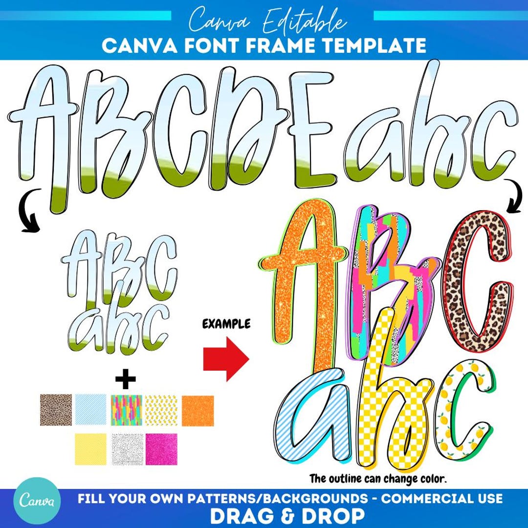 Preppy Handwritten Font Canva Frame Template | Sublimation | Font Canva ...