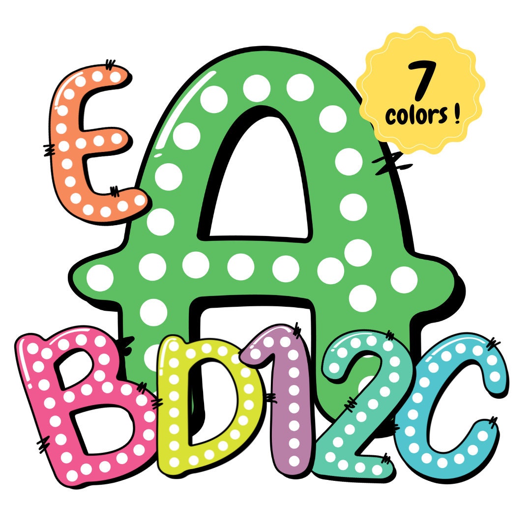 Bubble Alphabet Png, Alpha Sets Bundle, Polka Dot Alphabet Png, Marquee ...