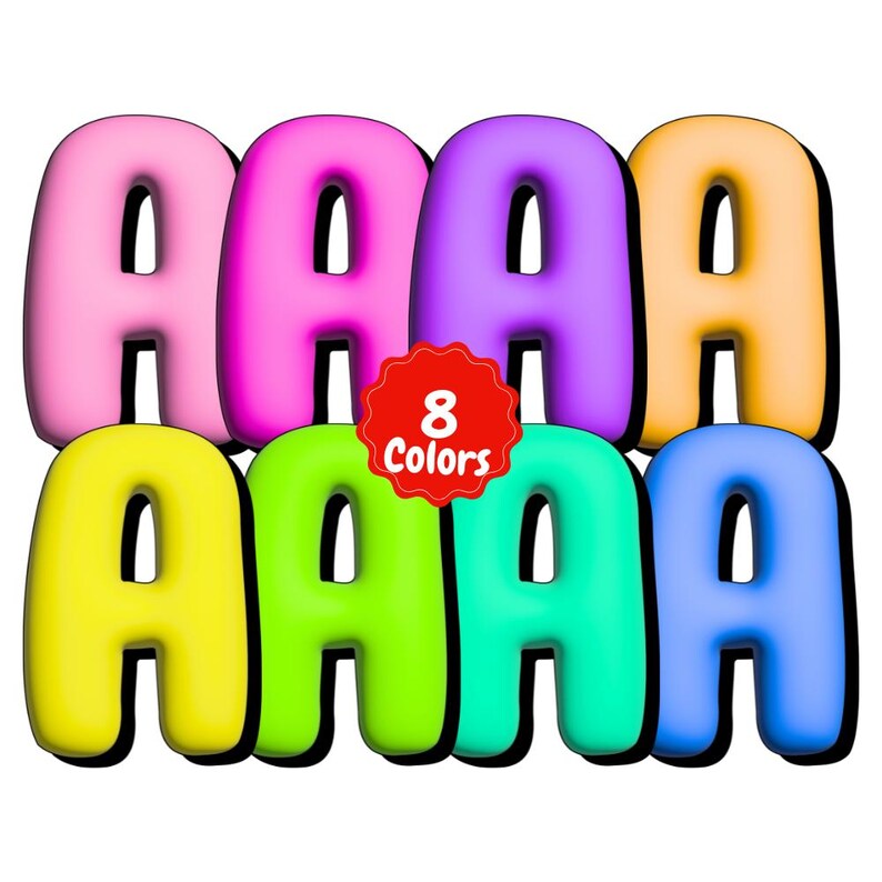 Bright Neon 3d Alphabet Png, Inflating Letter Clipart, 3d Alphabet ...