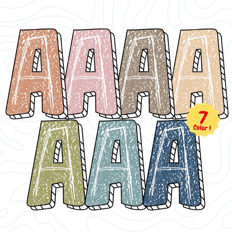 Boho Distressed Scribble Groovy Letters : Retro, Bold, Grunge, Hand ...