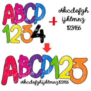 Colorful Distressed Doodle Alphabet & Grunge Bundle : Kindergarten ...