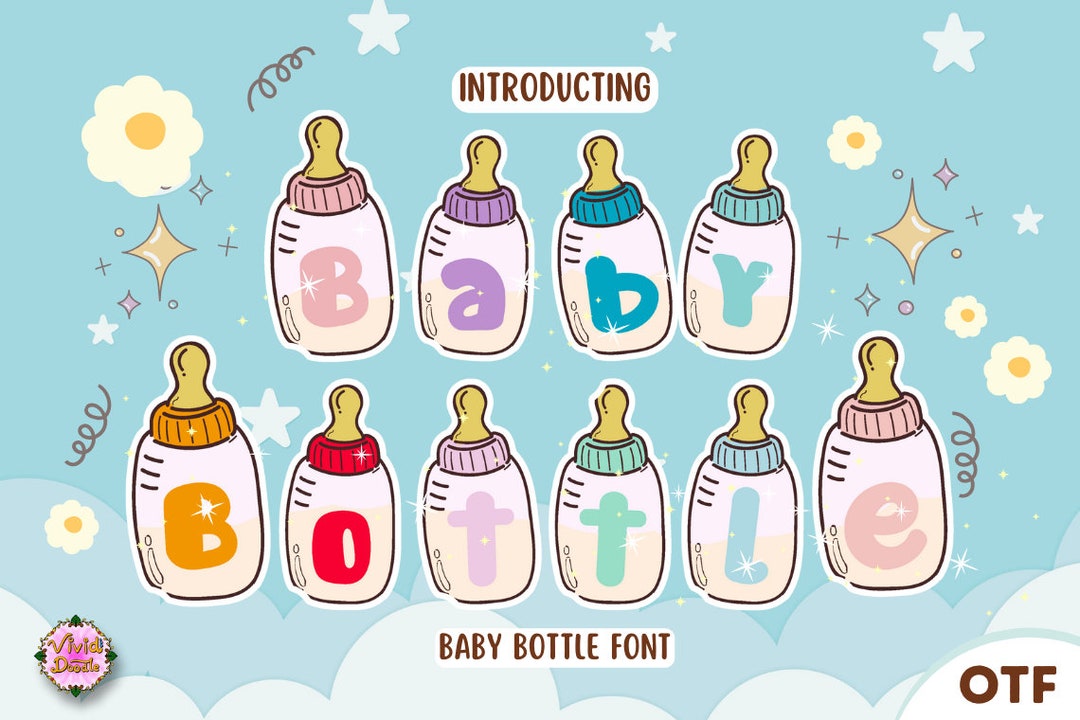Baby Bottle Font Bubble Font Procreate, Cute Fonts for Cricut, Font ...